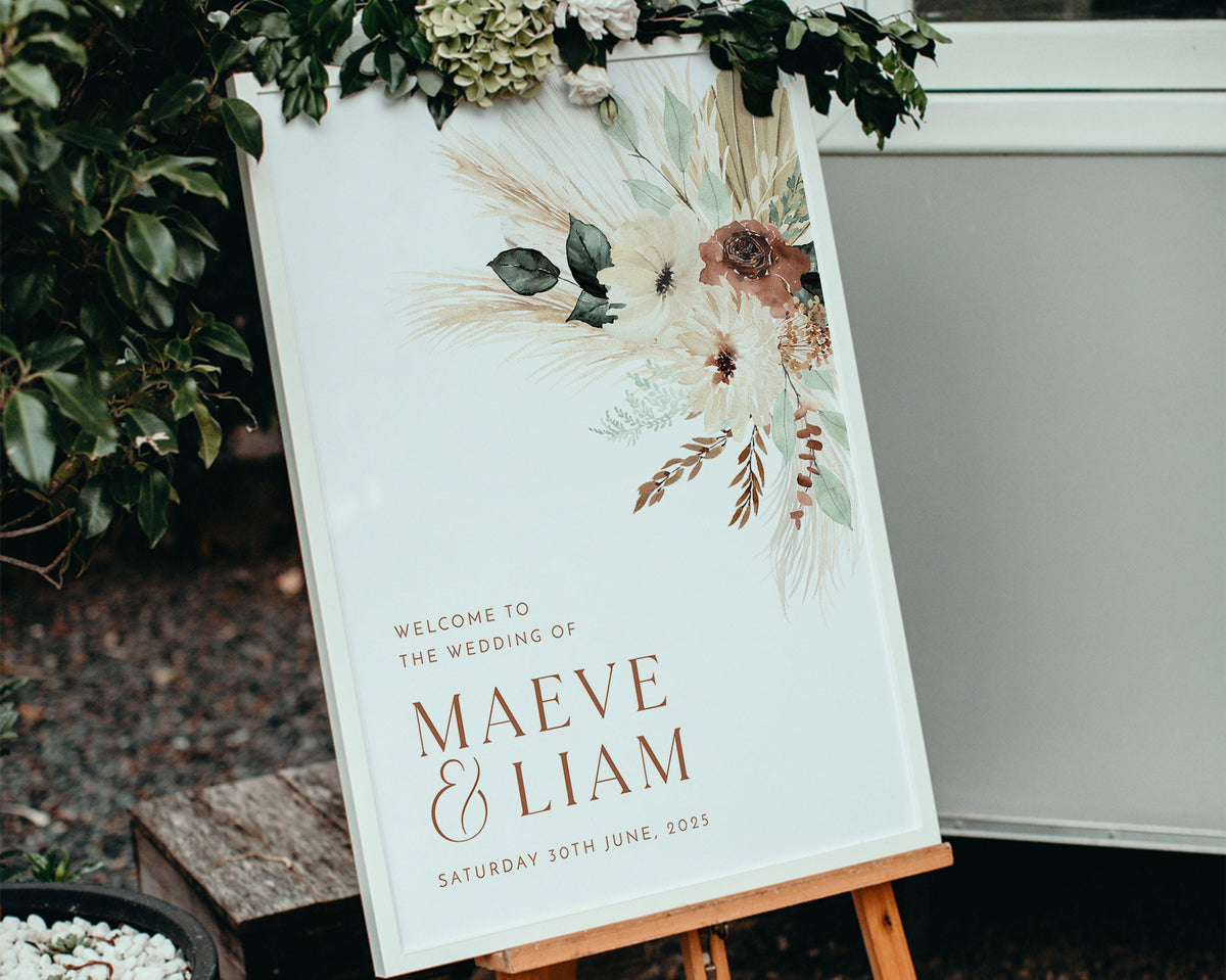 Boho Wedding Welcome Sign Template, Modern Welcome Sign, Editable Boho ...